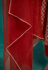 Red Solid Kota Doria Dupatta