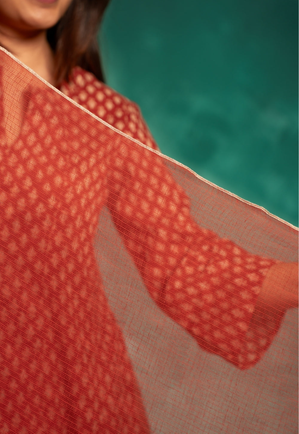 Red Solid Kota Doria Dupatta
